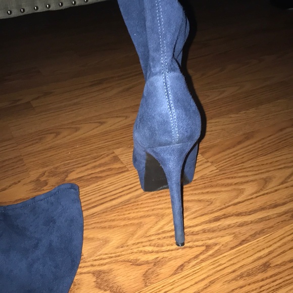 Jessica Simpson | Shoes | Jessica Simpson Blue Suede Platform Boots ...